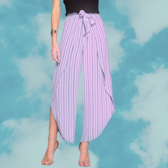 She and Sky | Pants & Jumpsuits | Flowing Slit Open Leg Tie Front Pants ...